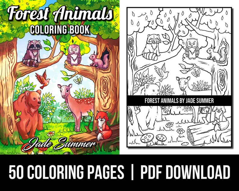 Animal Coloring Pages: Forest Animals Adult Coloring Book by - Etsy