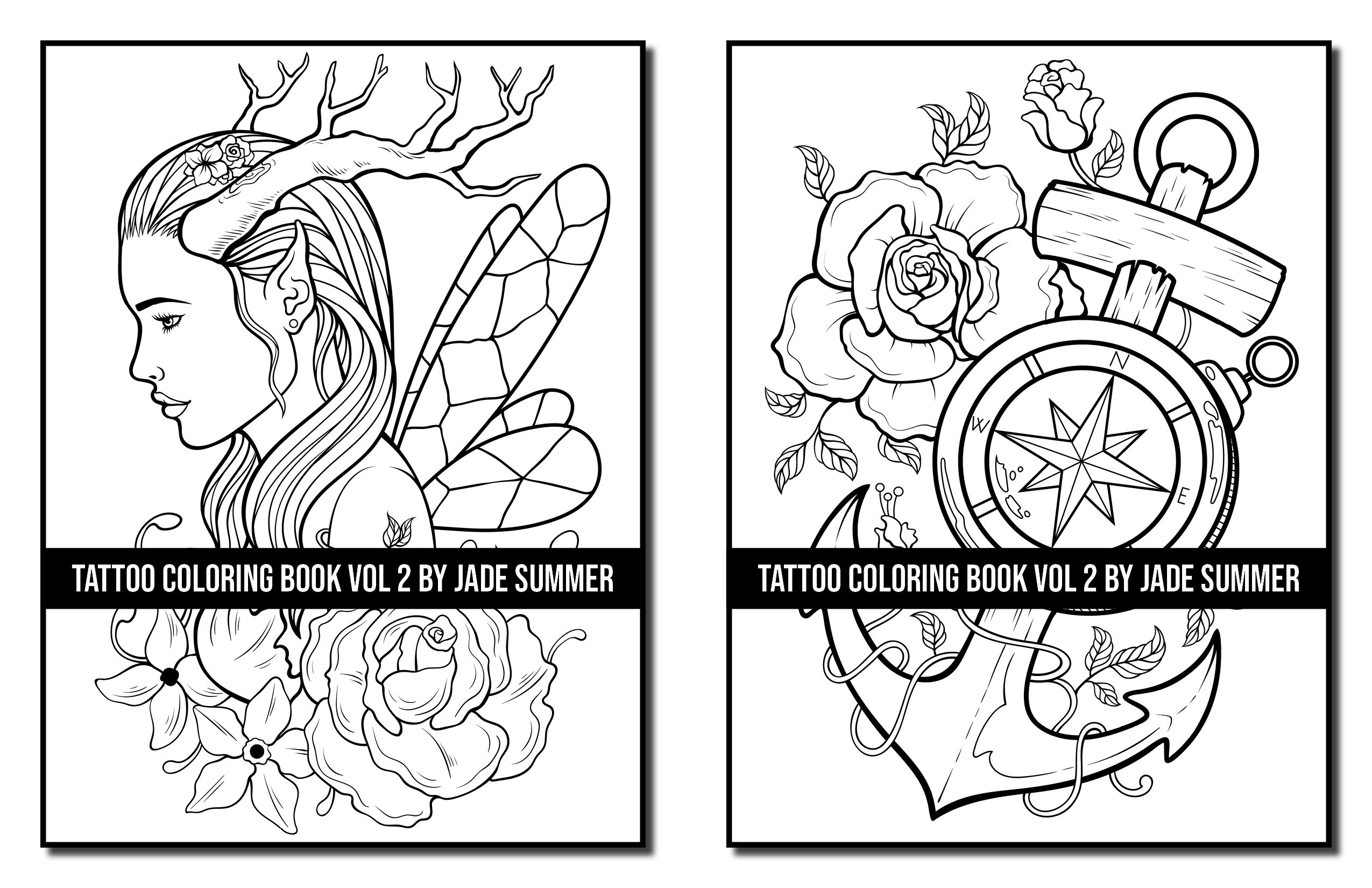 Tattoo Coloring Pages: Tattoos 2 Adult Coloring Book by Jade - Etsy