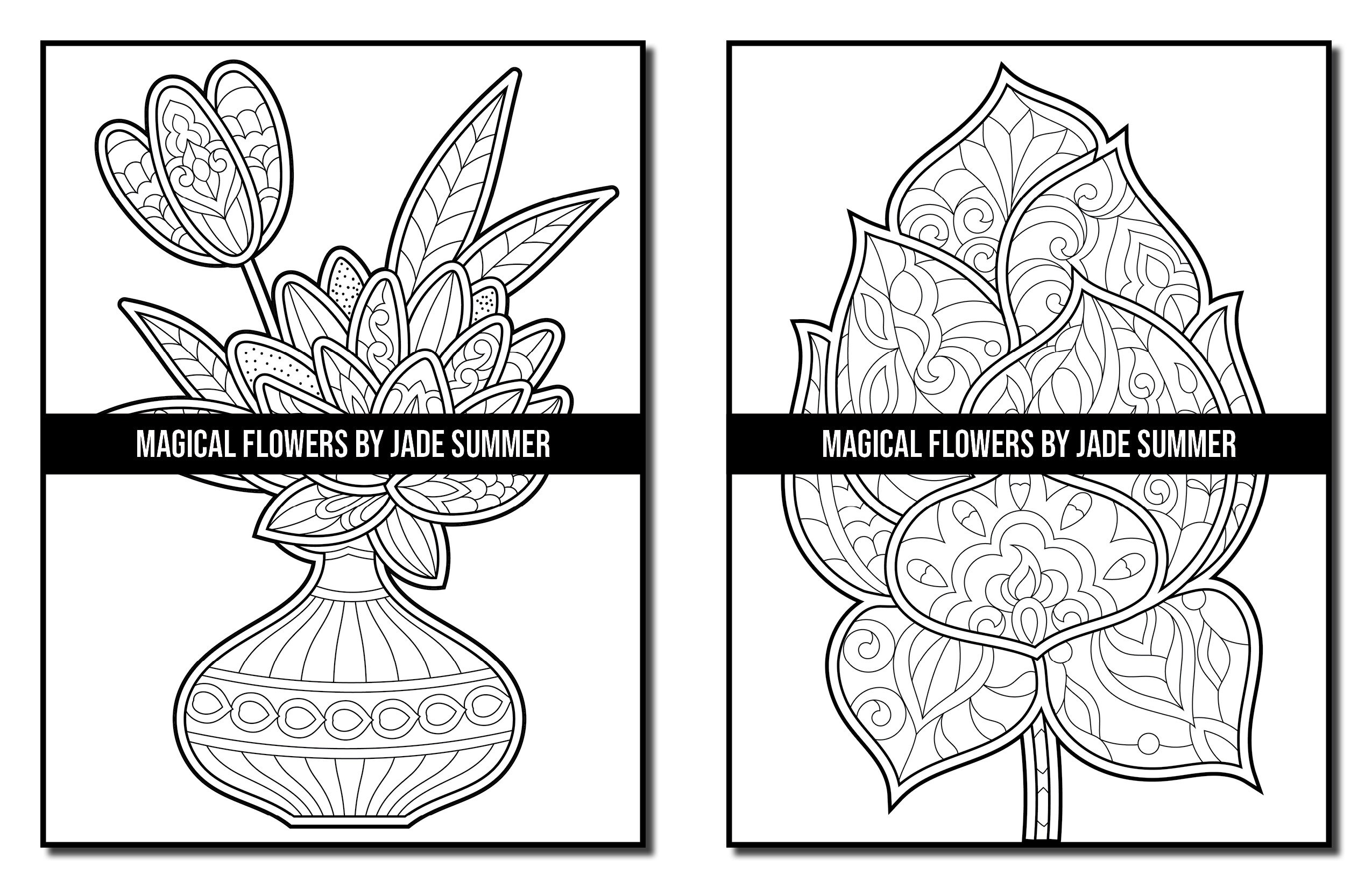 Flower Coloring Pages: Magical Flowers Adult Coloring Book by - Etsy