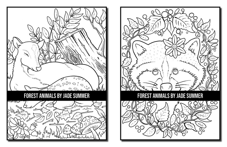 Animal Coloring Pages: Forest Animals Adult Coloring Book by - Etsy