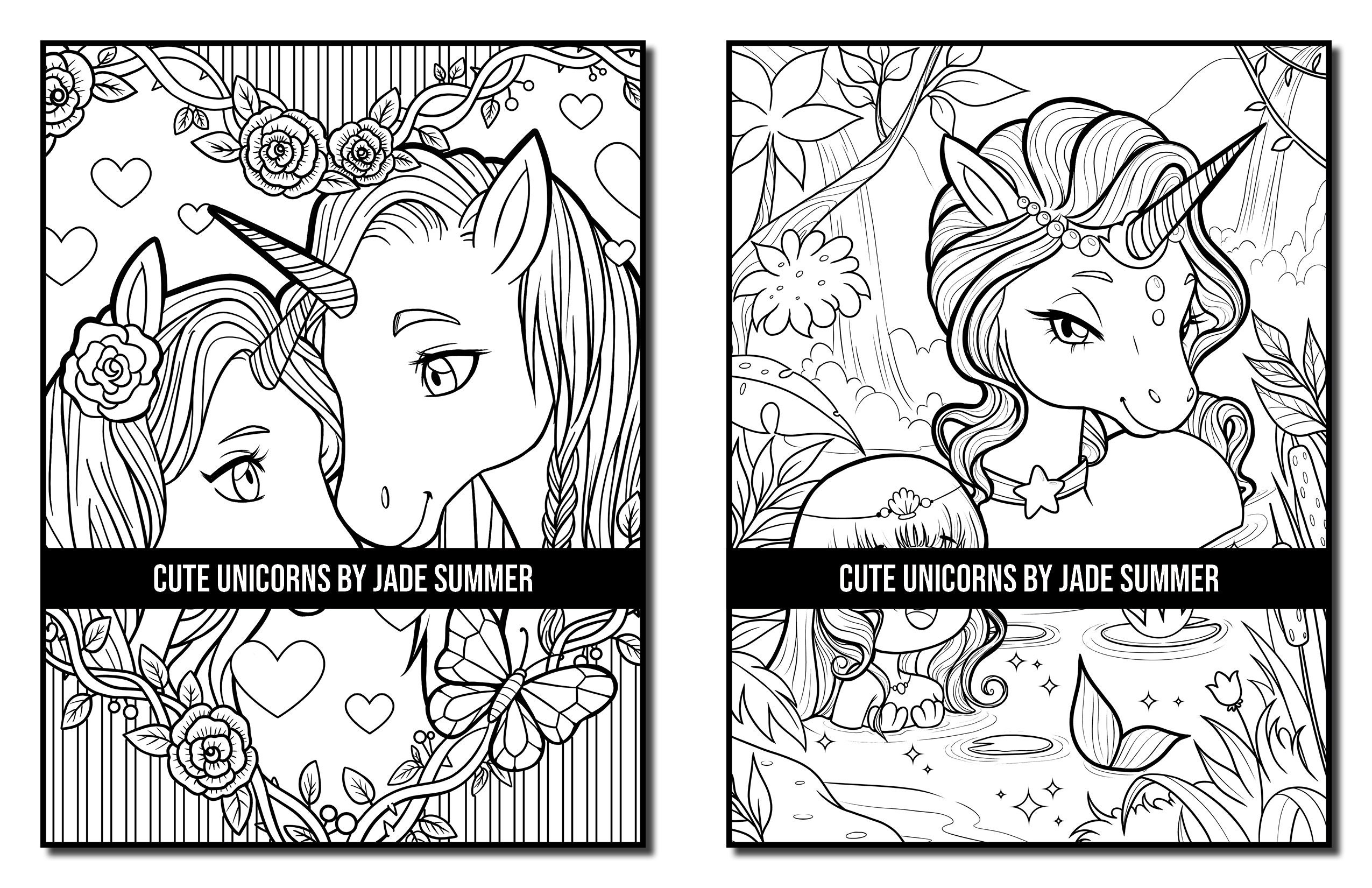 Fantasy Coloring Pages: Cute Unicorns Adult Coloring Book by - Etsy
