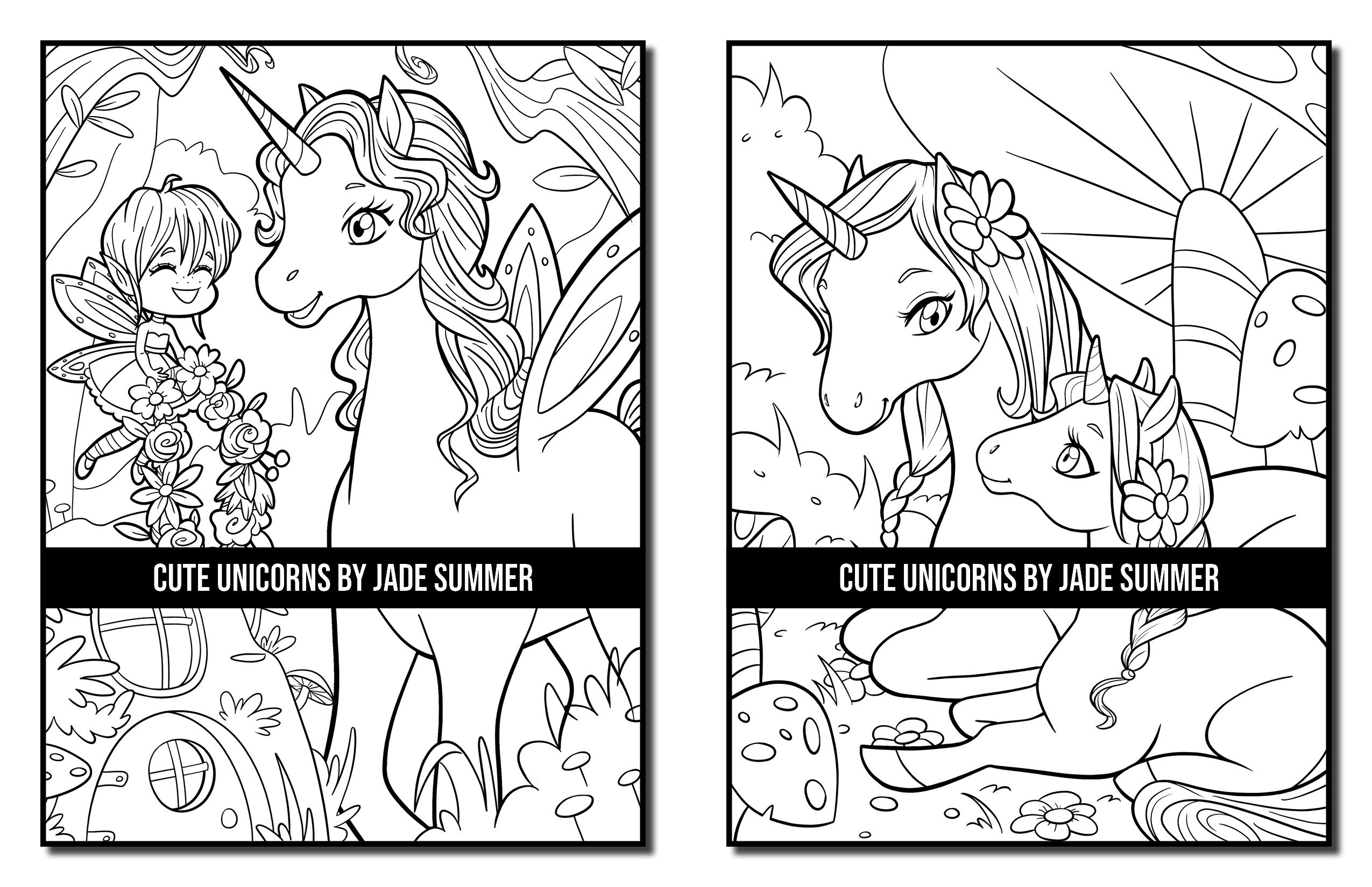 Fantasy Coloring Pages: Cute Unicorns Adult Coloring Book by - Etsy