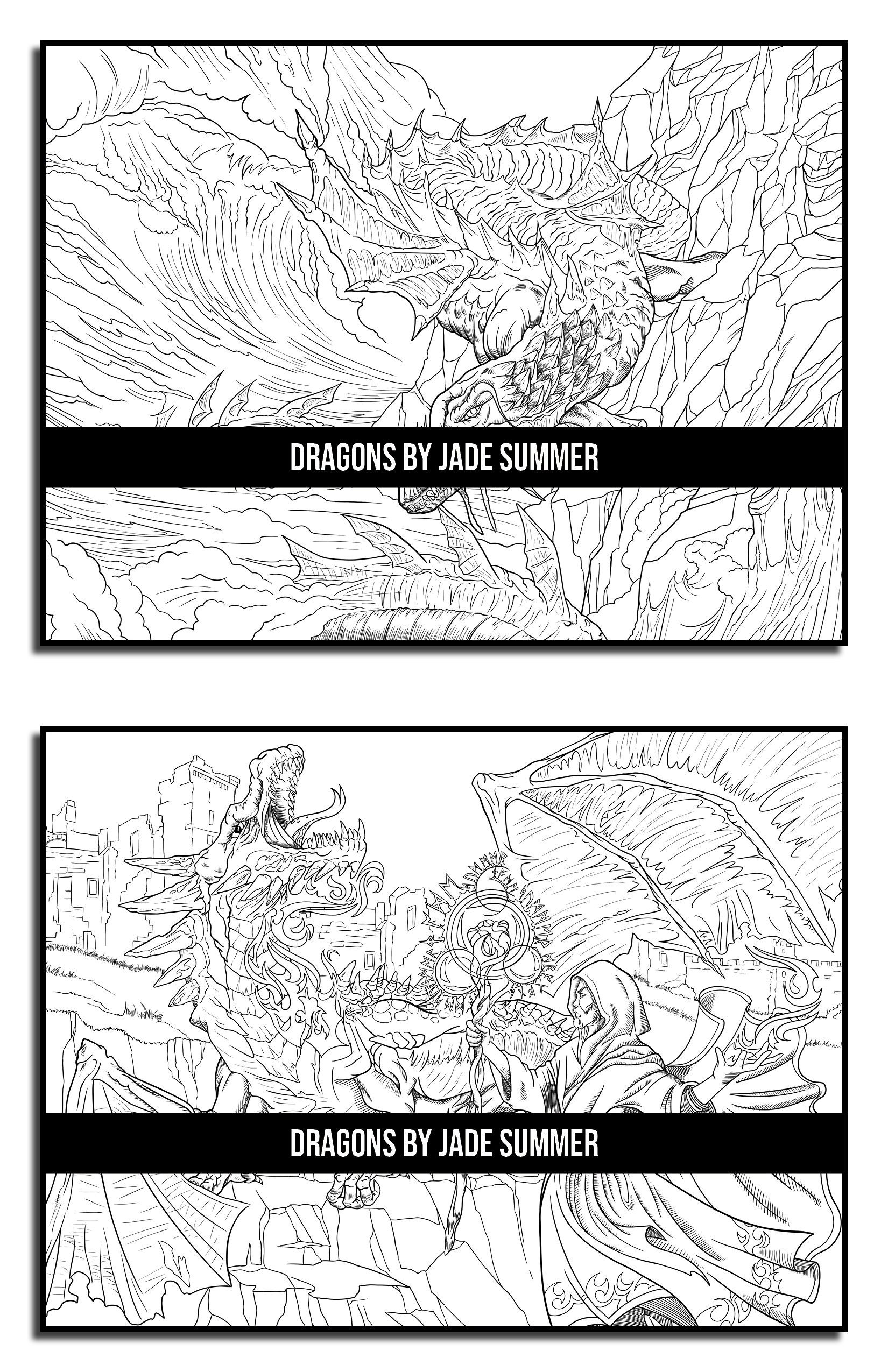 Fantasy Coloring Pages: Dragons Adult Coloring Book by Jade - Etsy
