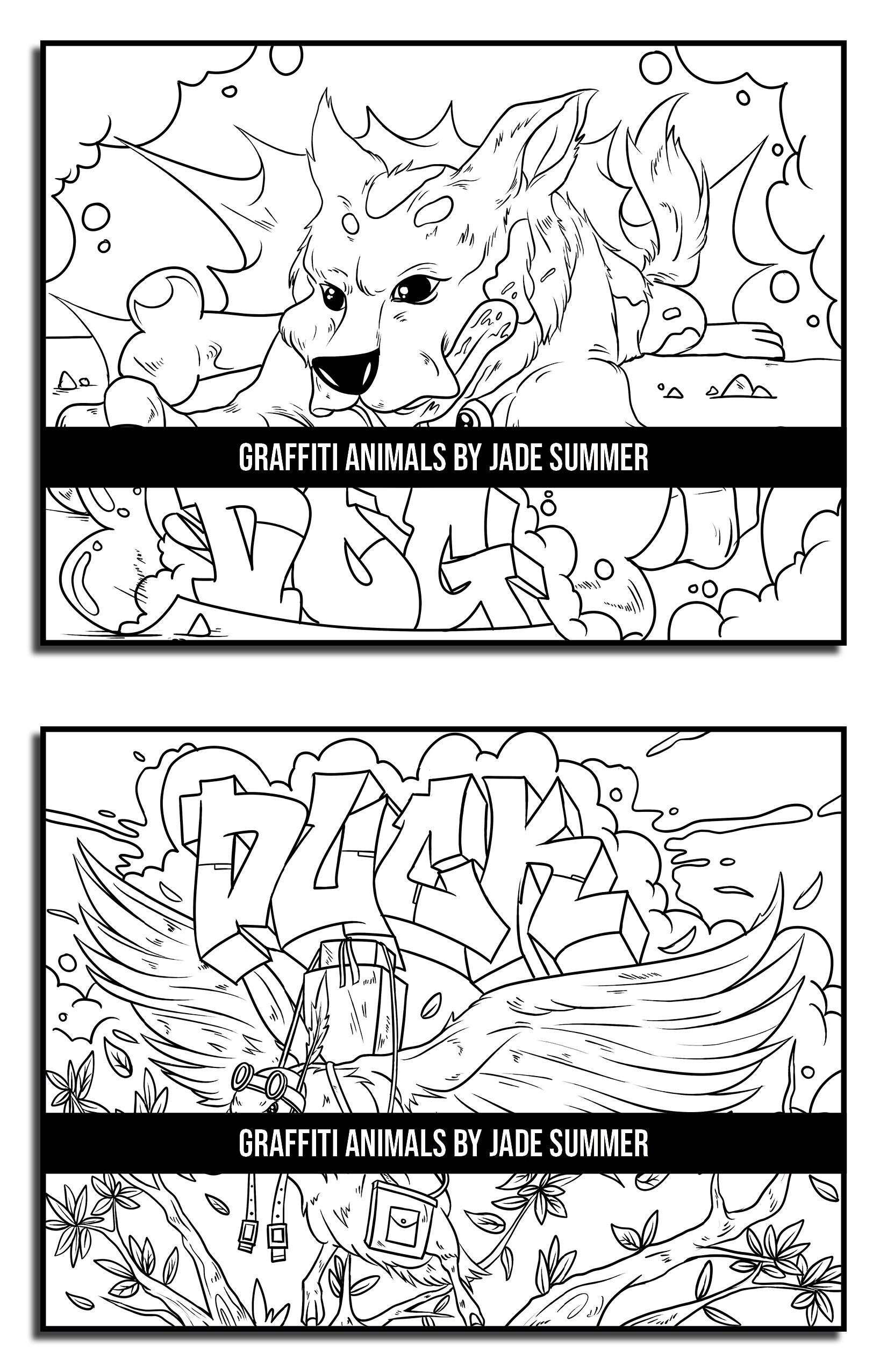 Animal Coloring Pages: Graffiti Animals Adult Coloring Book by - Etsy
