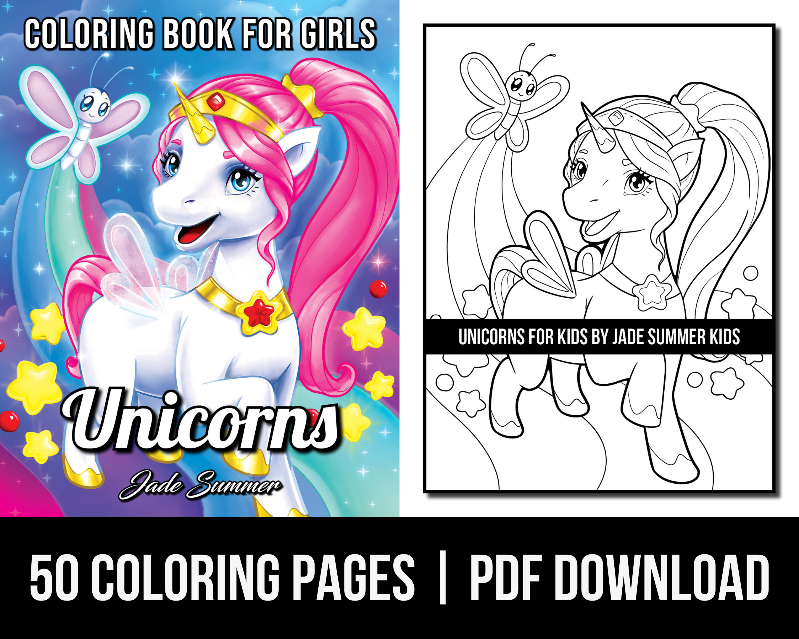 Kids Coloring Pages: Unicorns for Kids by Jade Summer Kids - Etsy