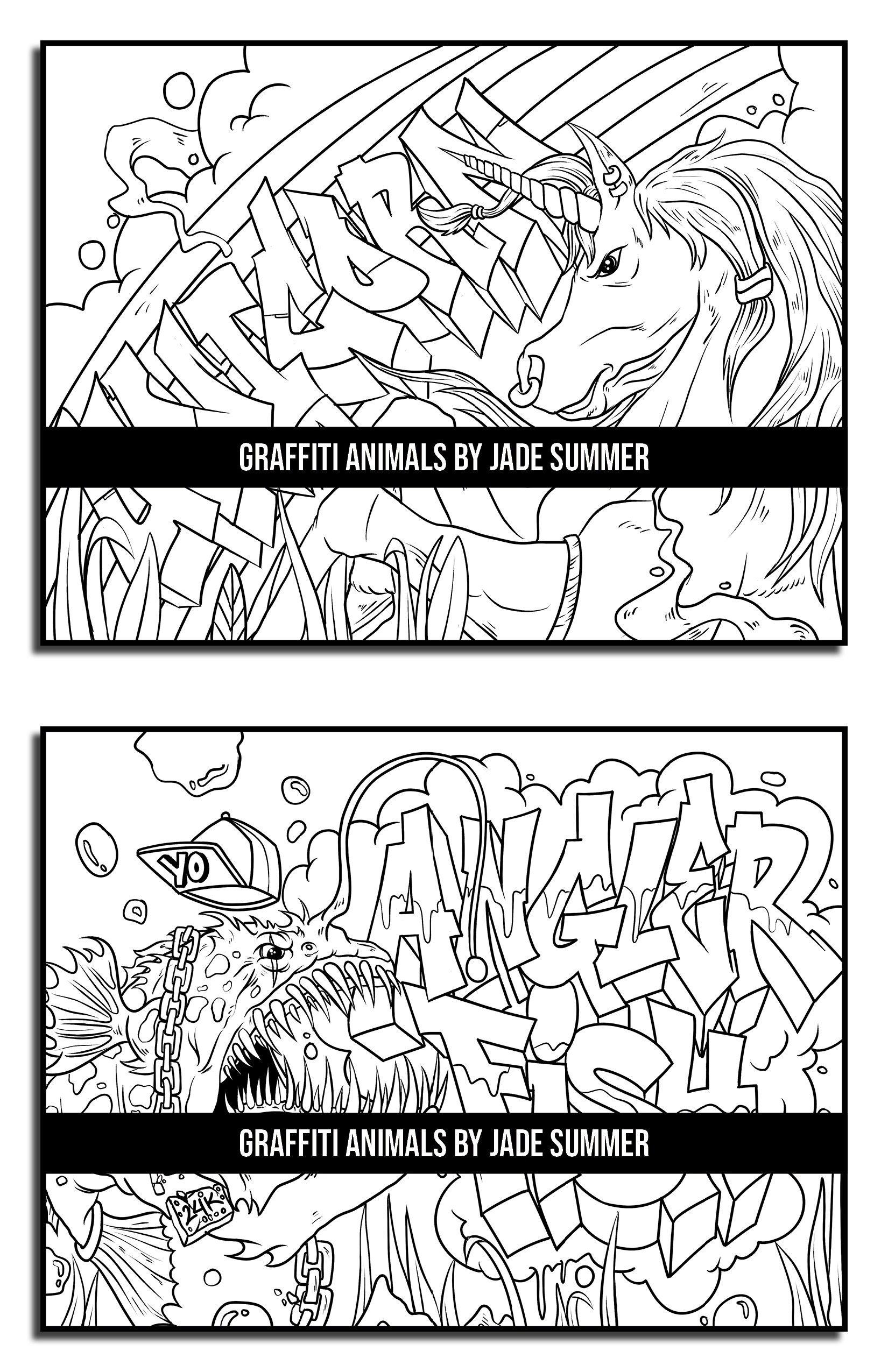 Animal Coloring Pages: Graffiti Animals Adult Coloring Book by - Etsy