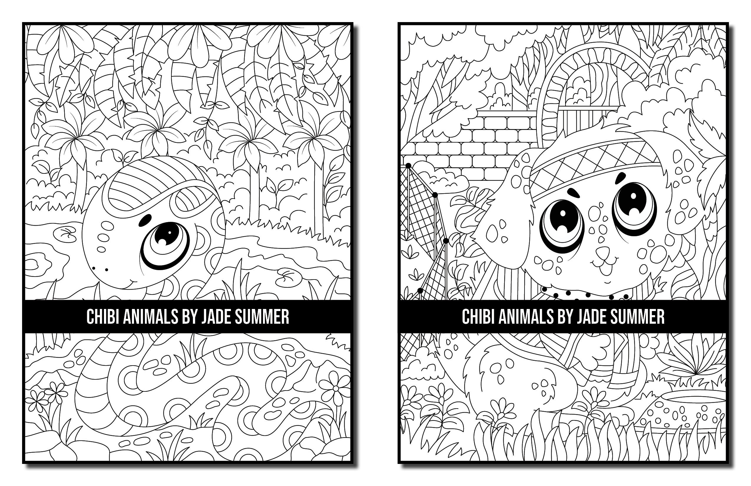 Animal Coloring Pages: Chibi Animals Adult Coloring Book by - Etsy