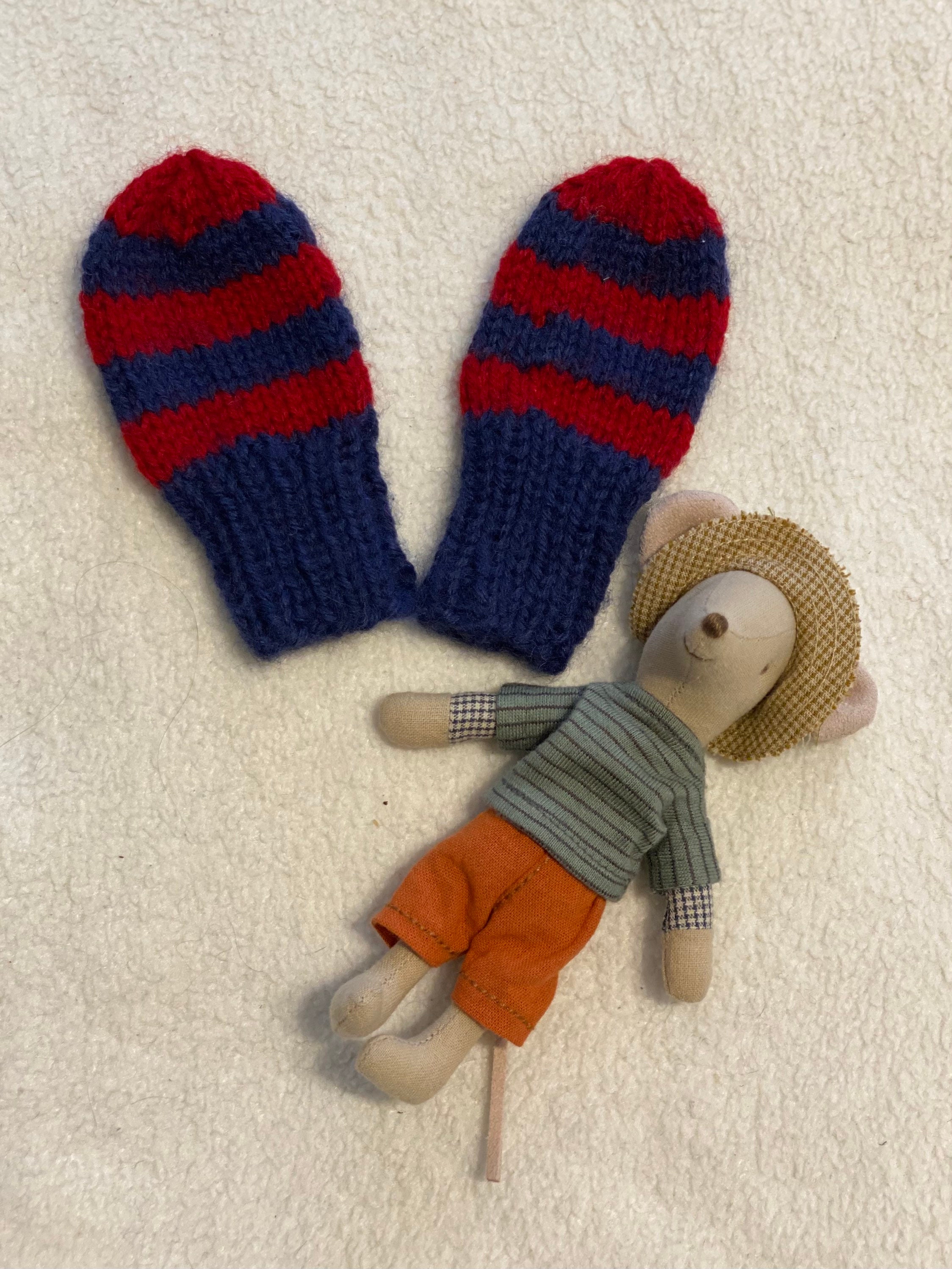 Hand Knit Striped Mittens, Unisex, Any Color, Any Size - Etsy