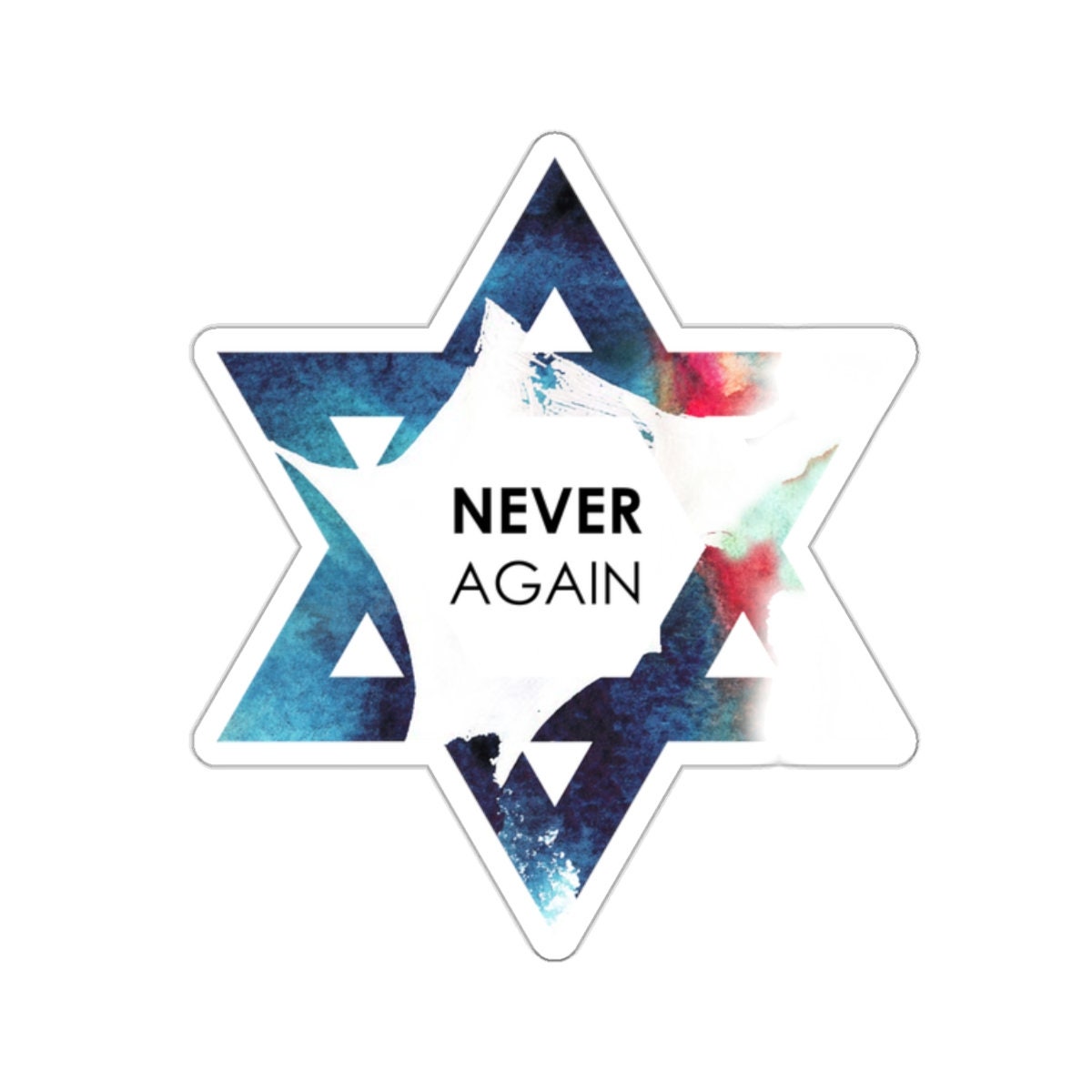 NEVER Again Star of David Cut Out Shape Sticker Support Israel Cut-out ...