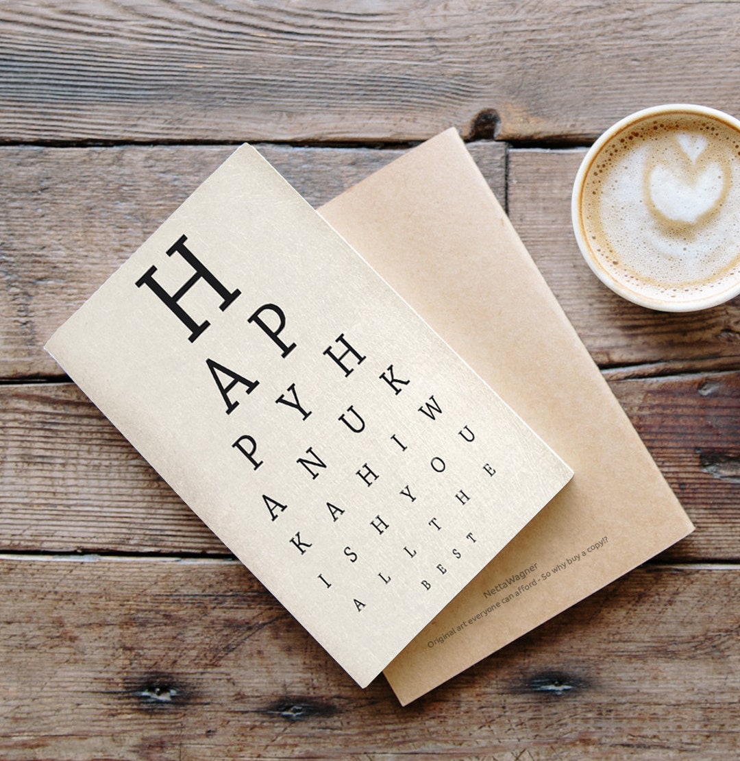 Happy Hanukkah Eye Chart Card - Jewish Holiday Wish (digital Download ...