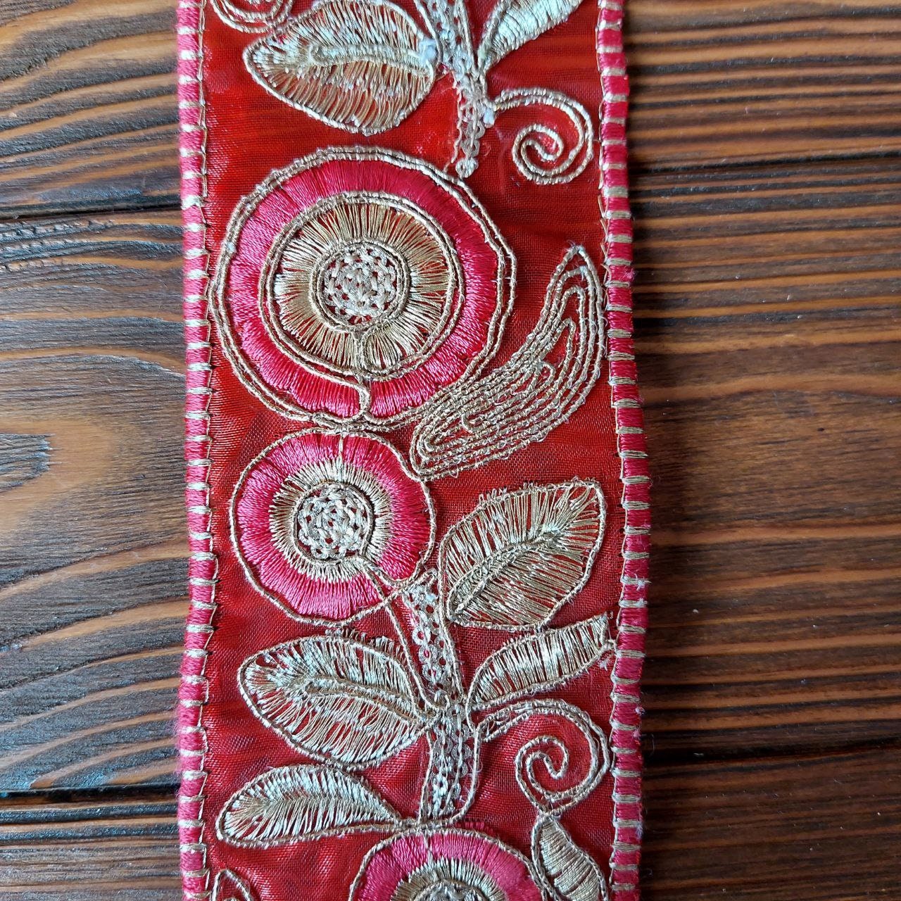 Red Lace Embroidered With Red and Gold Threads, Beautiful and Festive ...