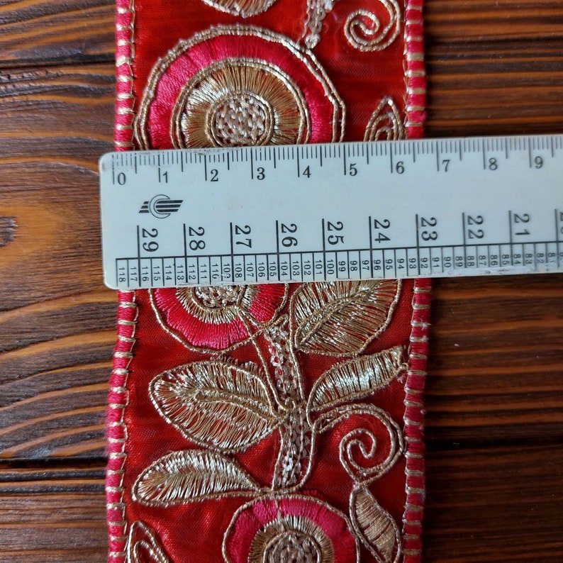 Red Lace Embroidered With Red and Gold Threads, Beautiful and Festive ...