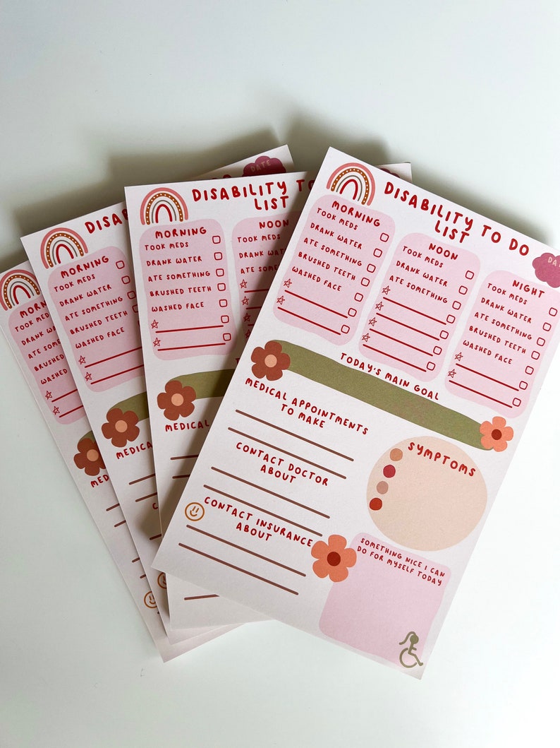 Disability to Do List Notepad Medical Planner, Medication Tracker ...