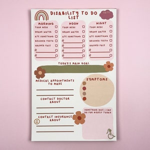 Disability to Do List Notepad Medical Planner, Medication Tracker ...