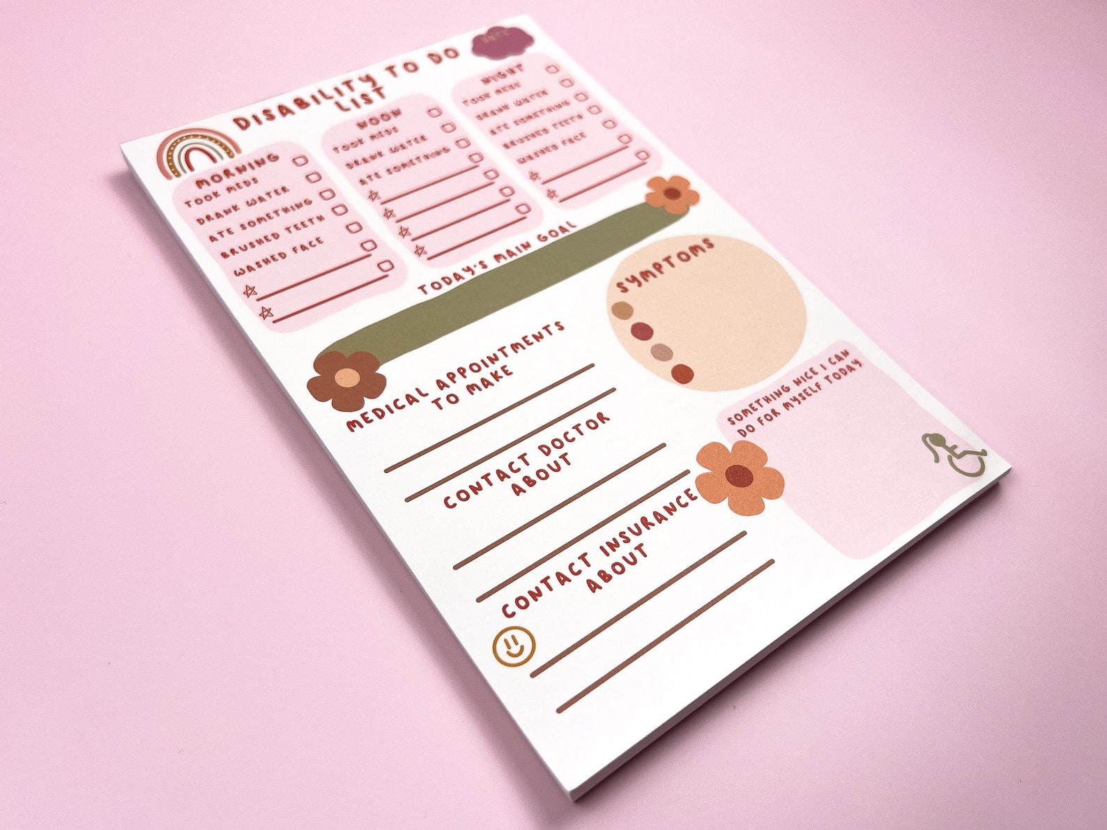Disability to Do List Notepad Medical Planner / Medication Tracker ...