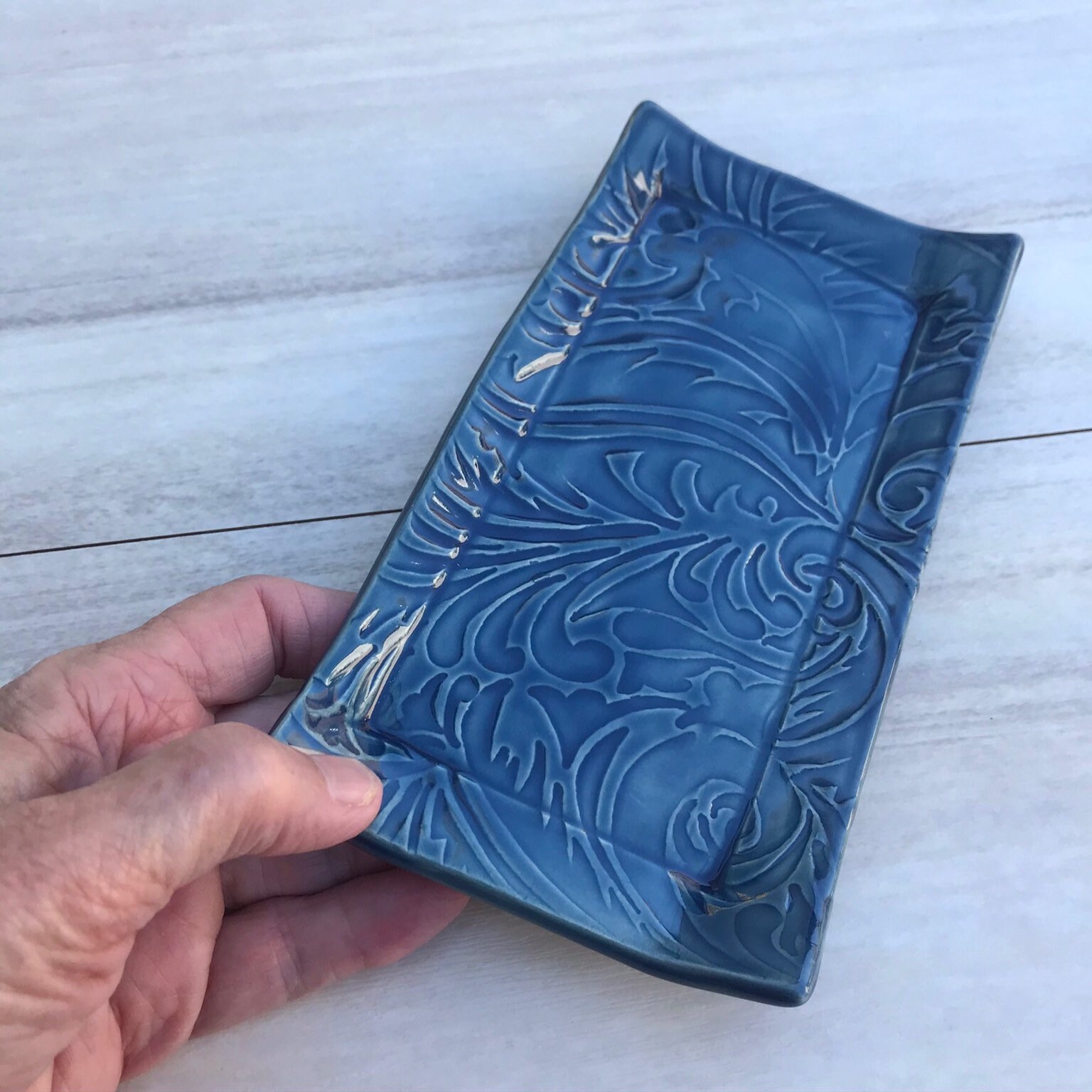 Ocean Blue Dish - Small Ceramic Rectangular Butter Dish- Crazy Critter ...