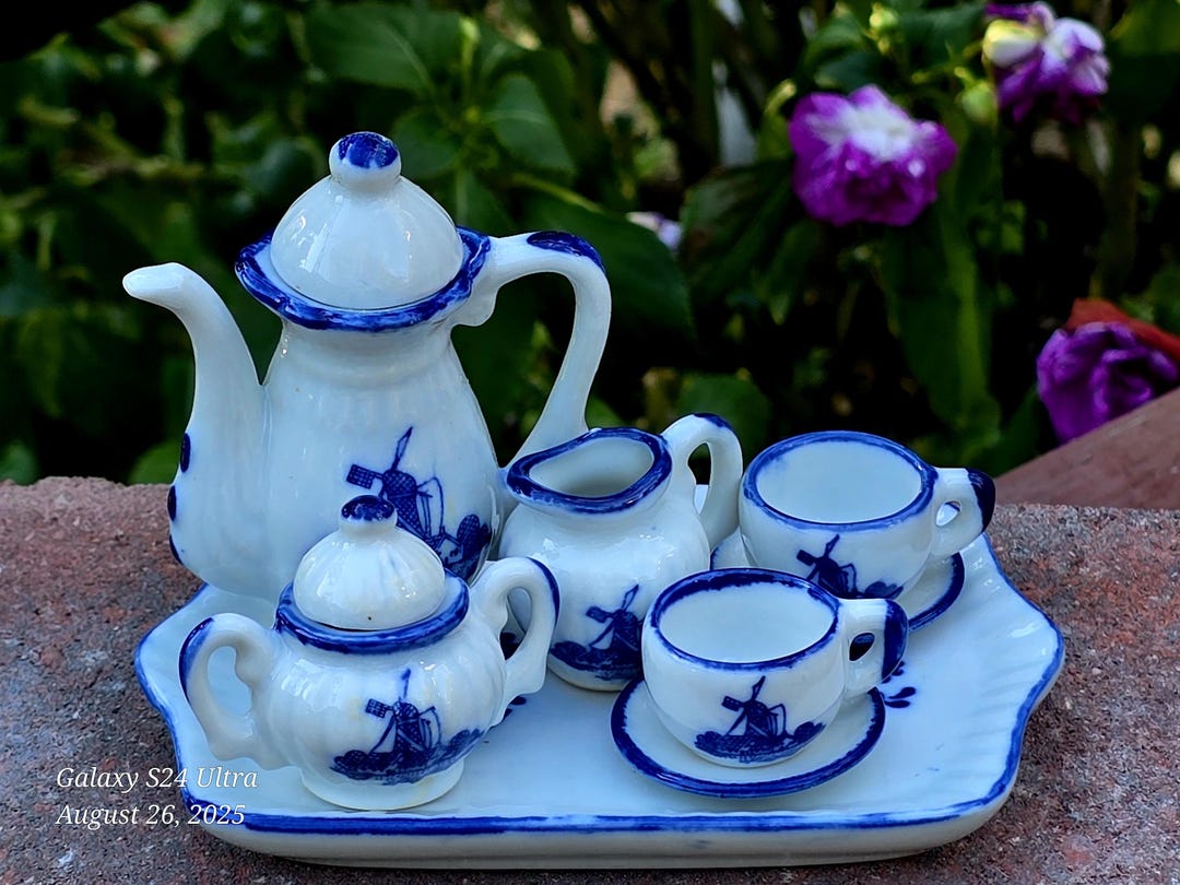 Vintage Delft Blue Miniature Tea Set - 10 Piece - Etsy
