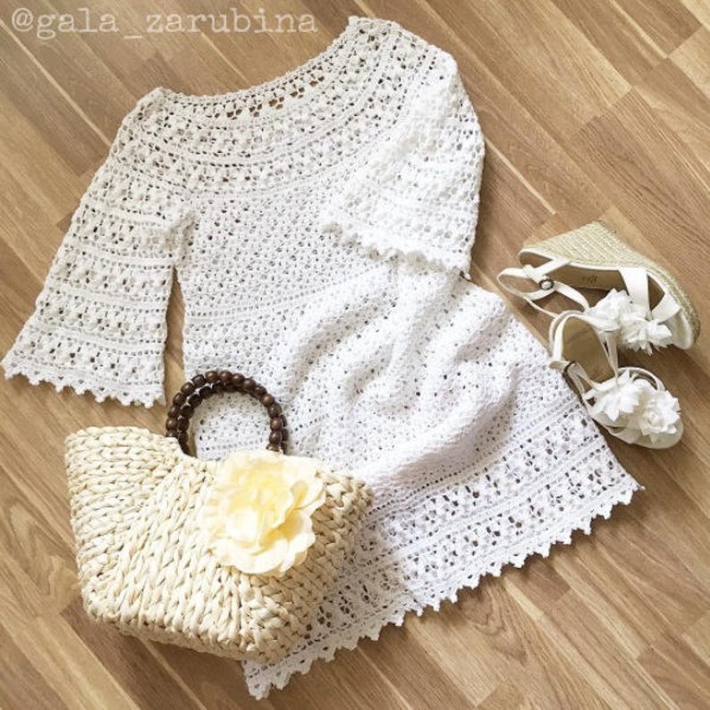 Woman Crochet Lace Dress Jasmine Pattern Instant Download Etsy