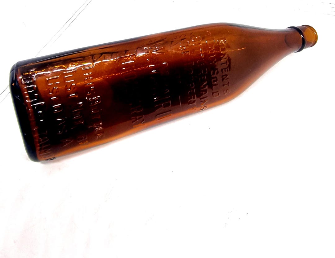 Vintage Amber Glass Bottle - Triangular Chemical Bottle - W. Munro ...