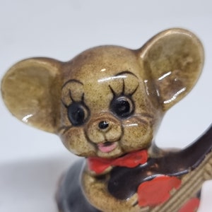 Small Vintage Ceramic Mouse and Cat Musician Figurines Anthropomorphic ...