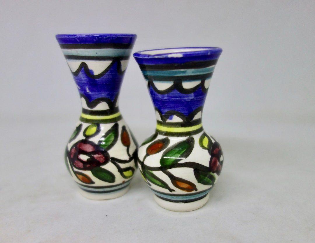 Vintage 'simron' Hand Painted Miniature Ceramic Vases Made in Israel - Etsy