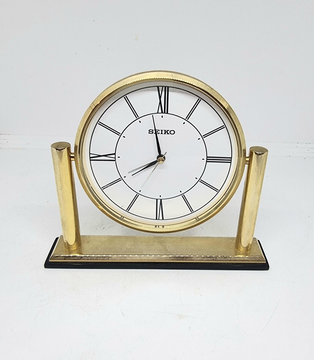 Vintage Brass Desk Clock - Seiko - Alarm Clock That Swivels - Working ...