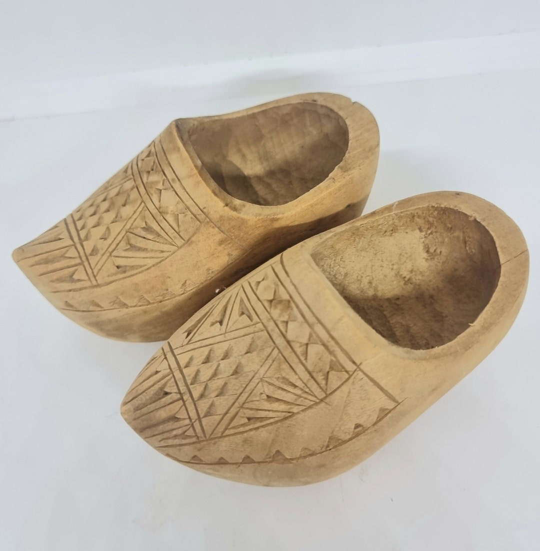 Small Pair of Dutch Wooden Clogs Vintage Hand Carved Wooden Clogs ...