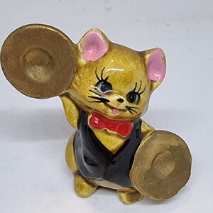 Small Vintage Ceramic Mouse and Cat Musician Figurines Anthropomorphic ...