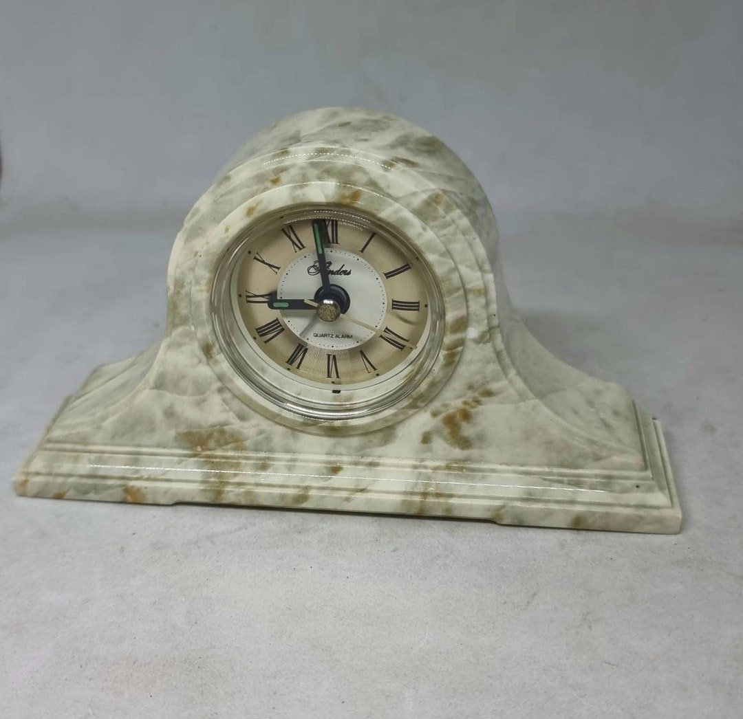 Vintage Small Faux Marble Alarm Clock 'flinders' Quartz Desk or Mantel ...