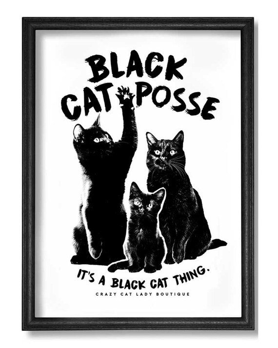 Cat Poster Black Cat Posse Poster Cat Lover Gift Crazy Cat - Etsy UK