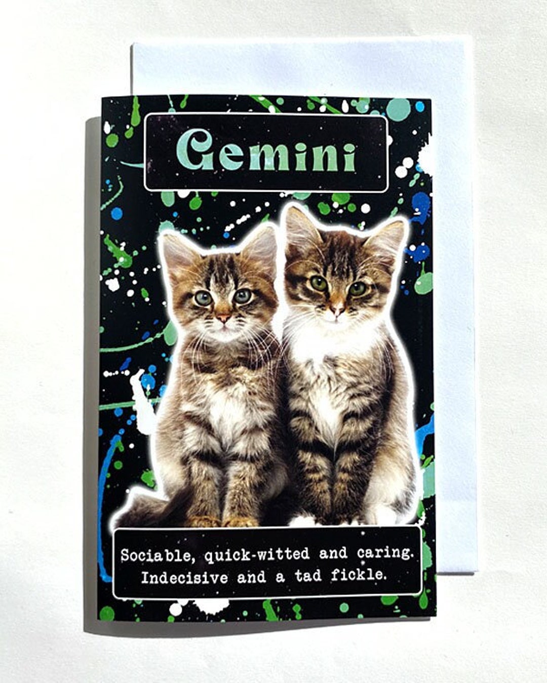Gemini Cat Star Sign, Funny Birthday Card, Greetings Card - Etsy