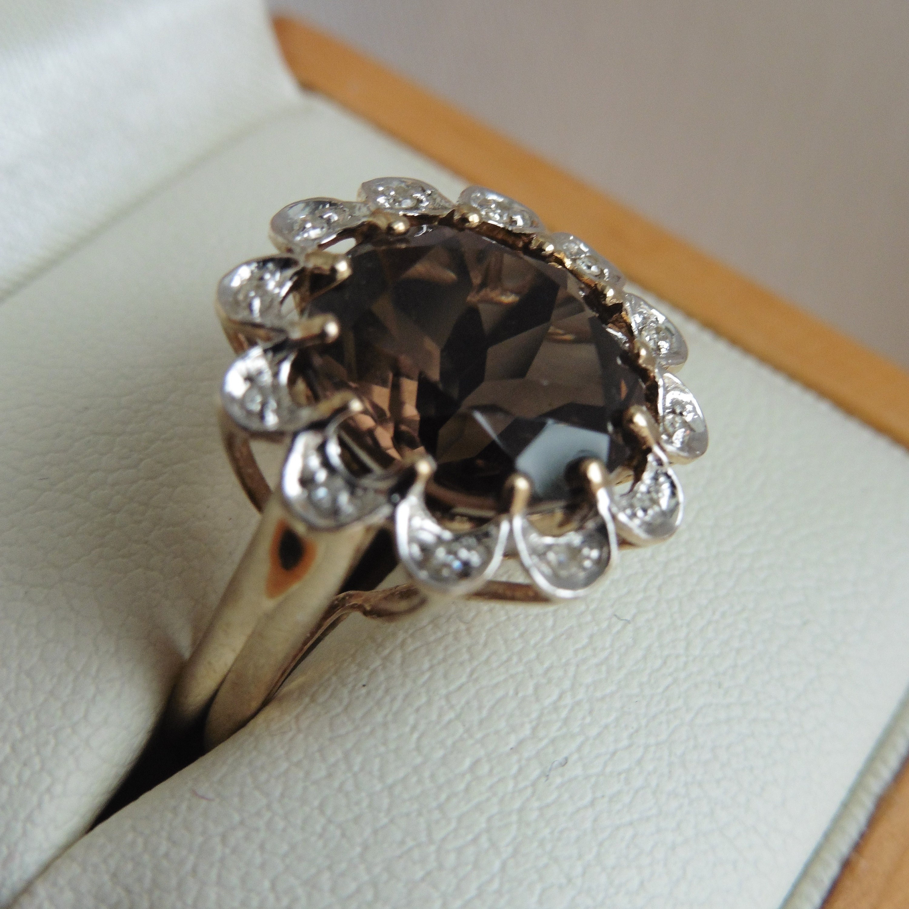 Striking Smokey Quartz and Diamond Dress Ring. Smokey Quartz. - Etsy