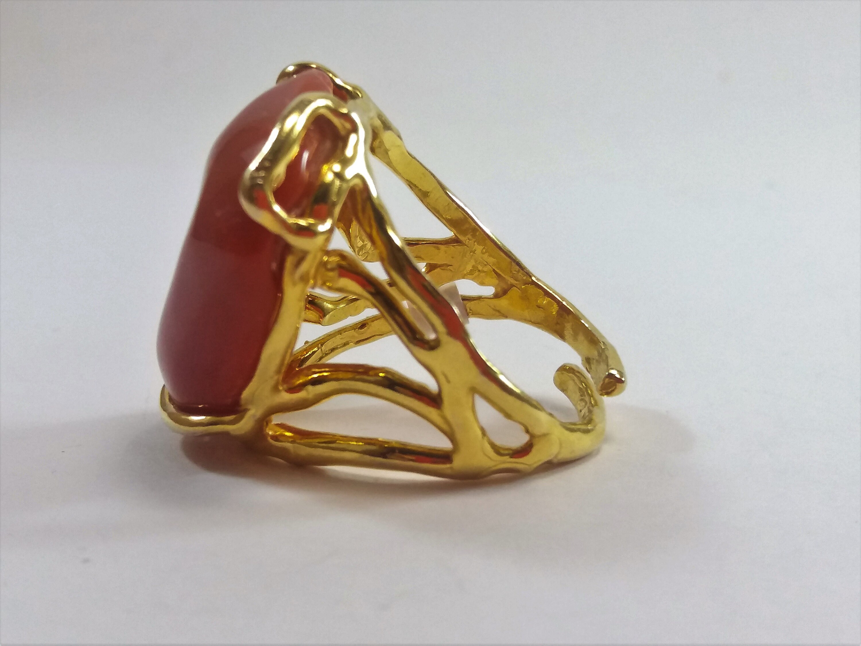 Big Red Coral Ring , Mediterranean Red Coral Italian jewelry ...