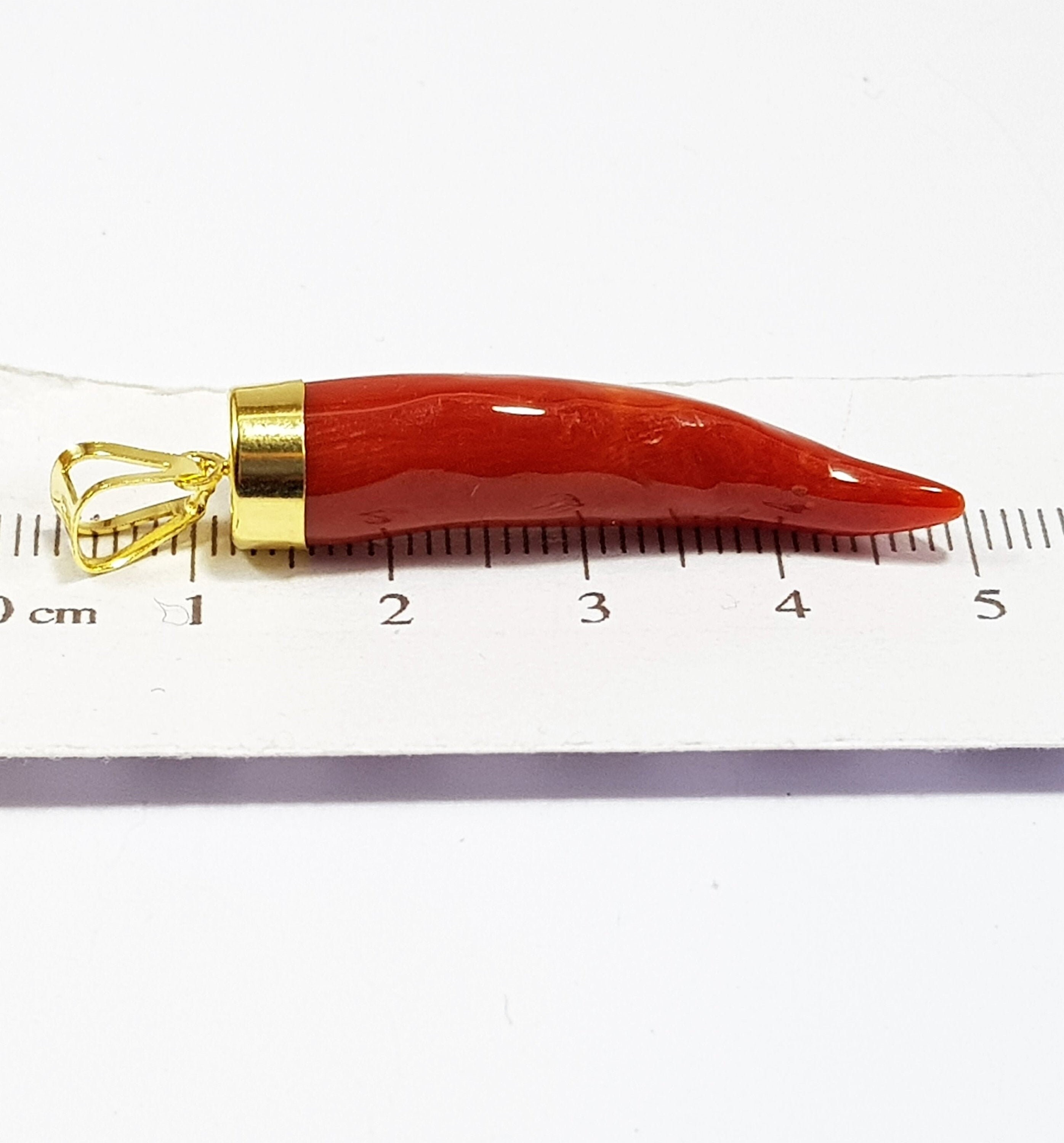 Horn Coral Pendant Red Mediterranean Amulet Man Jewels Cornicello ...