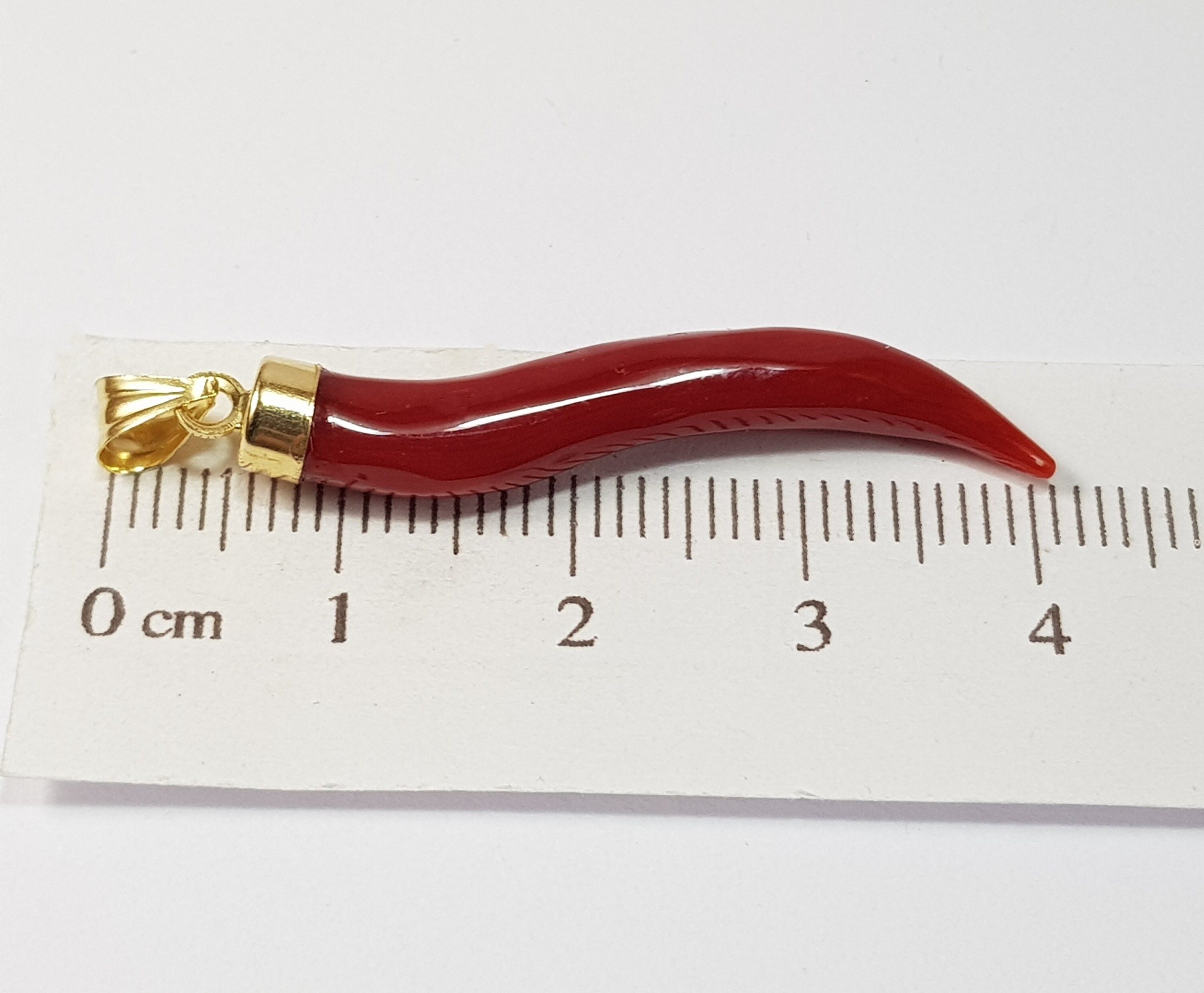 Horn Coral 18kt Gold Pendant Dark Red Mediterranean Amulet Cornicello ...