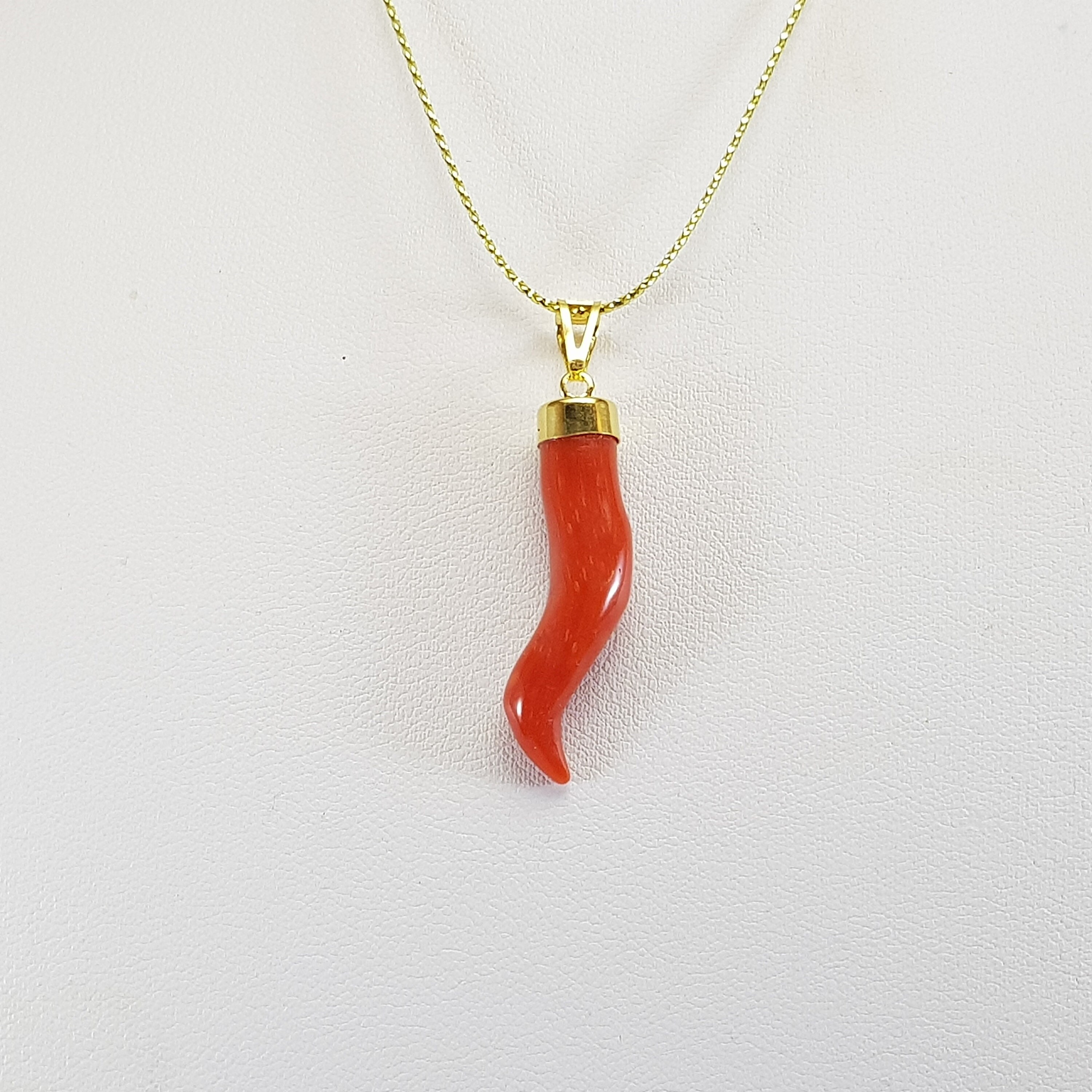 Horn Coral Pendant Red Mediterranean Amulet Man Jewels Cornicello ...