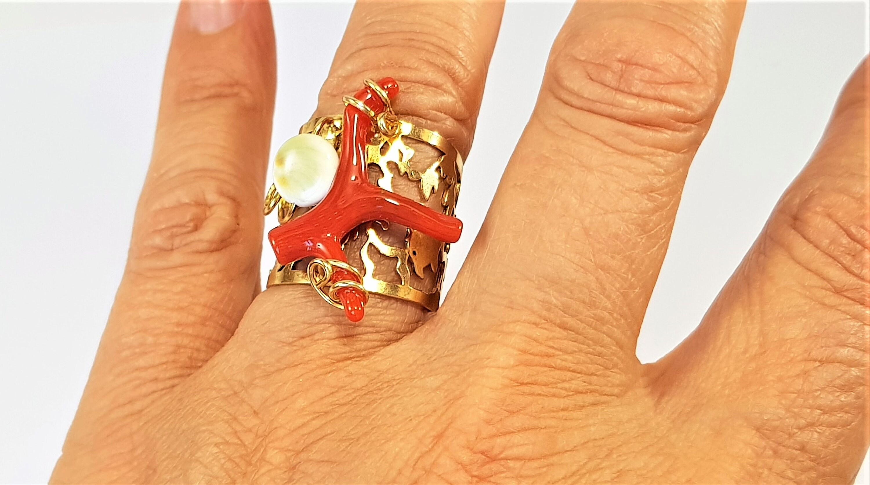 Coral Ring, Branch Coral, Red Coral Ring, Mediterraneo Red Coral Ring ...