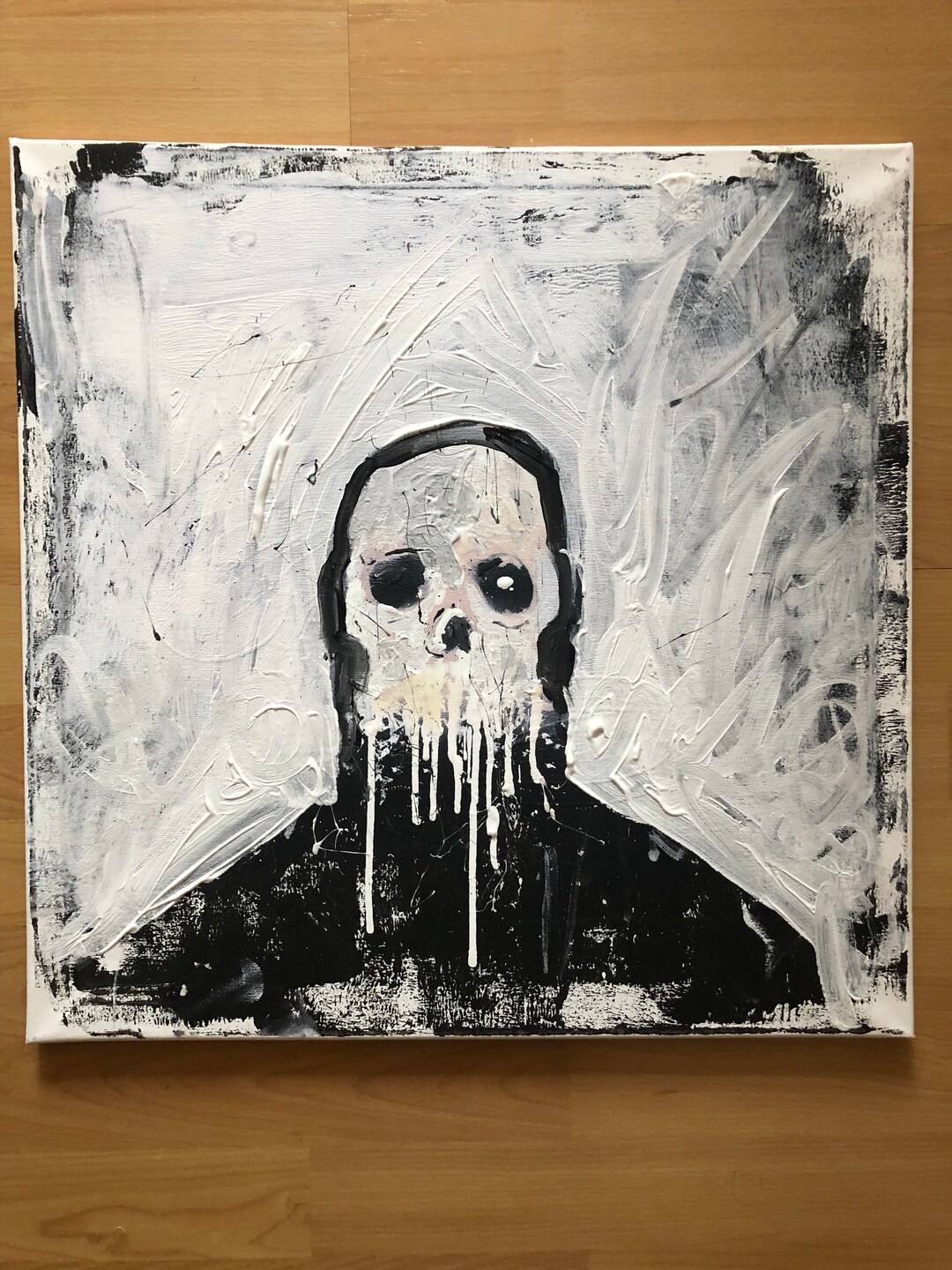 Skull Oil Painting, Psychadelic , Skeleton Art, Depression Painting ...