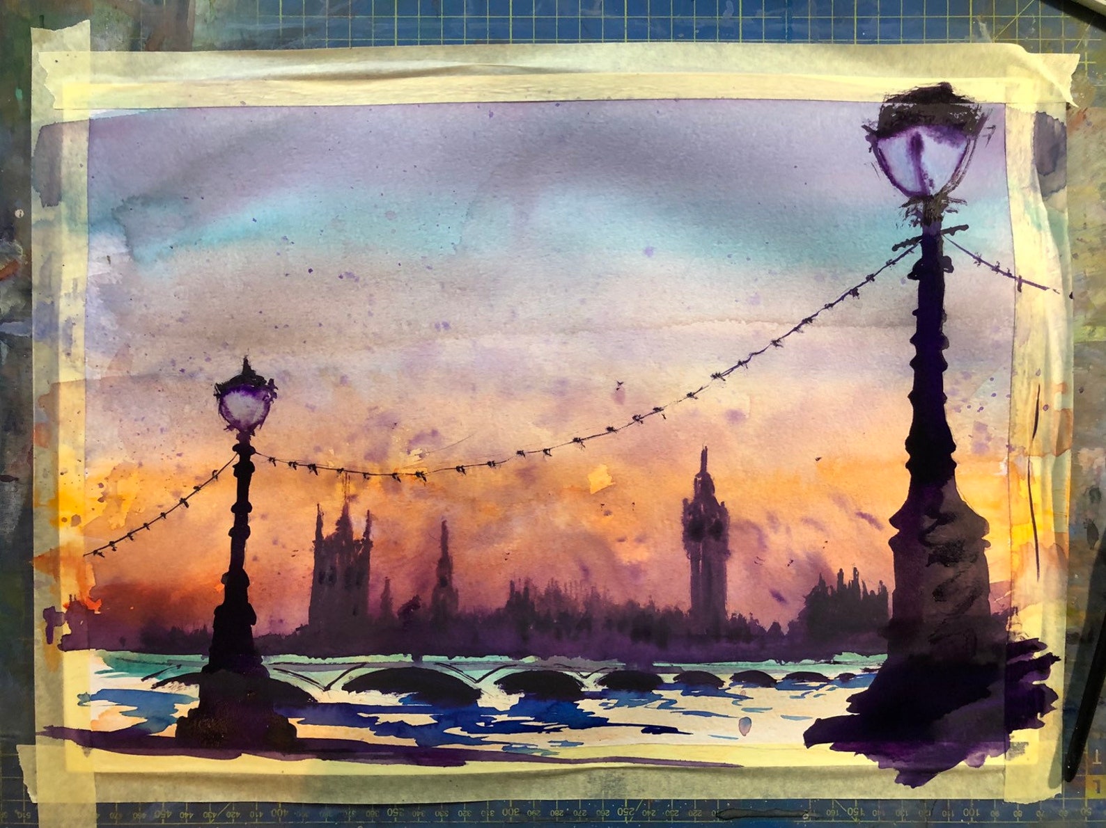 Original Watercolor Painting of LONDON Watercolor Painting Landscape ...