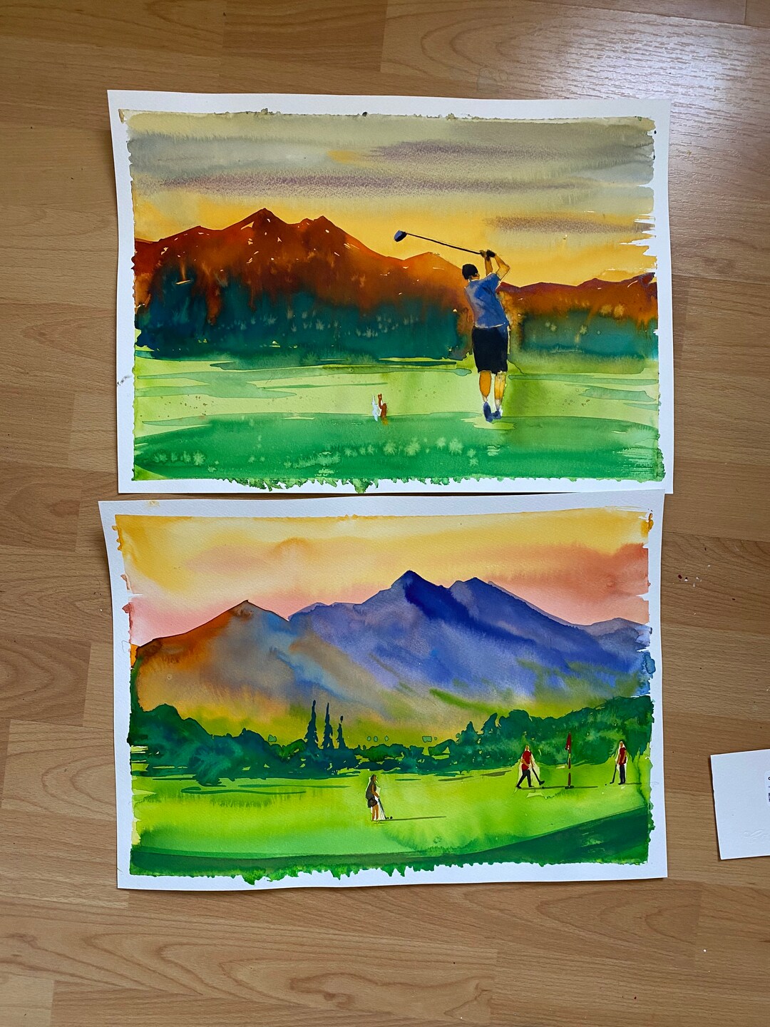 Golf Course Watercolor Painting, GOLF Art, Golfer Gift, Landscape ...