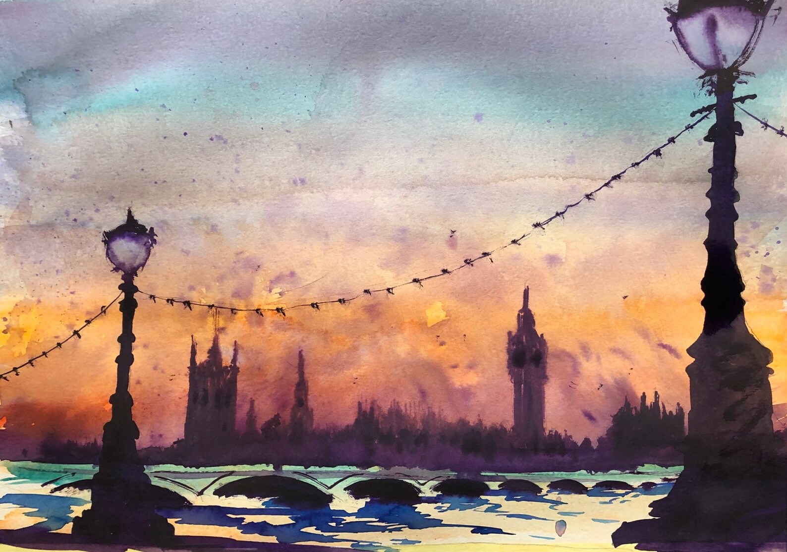 Original Watercolor Painting of LONDON Watercolor Painting Landscape ...