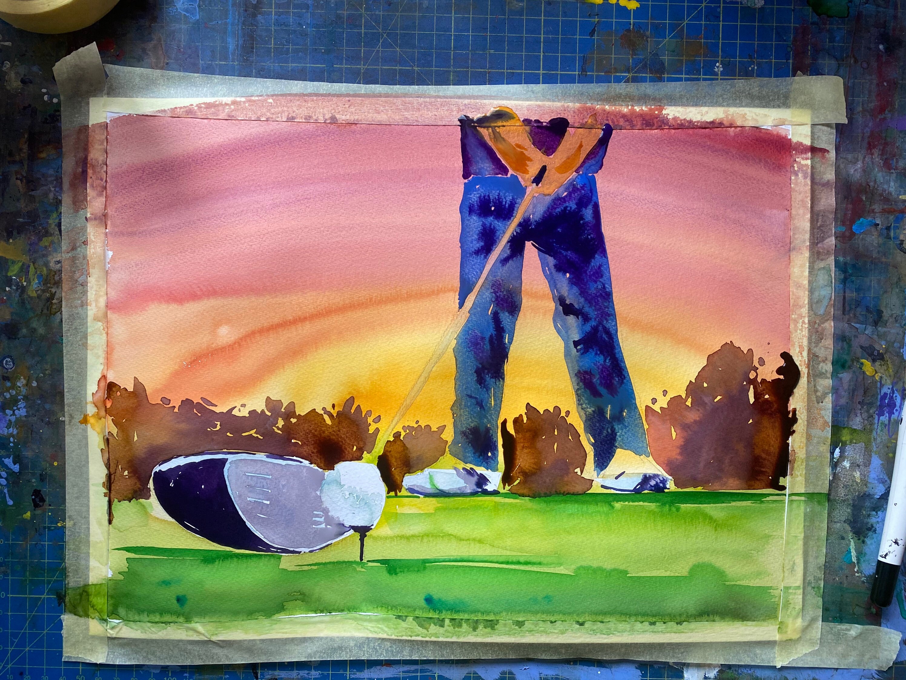 Golf Course Watercolor Painting GOLF Art Golfer Gift - Etsy