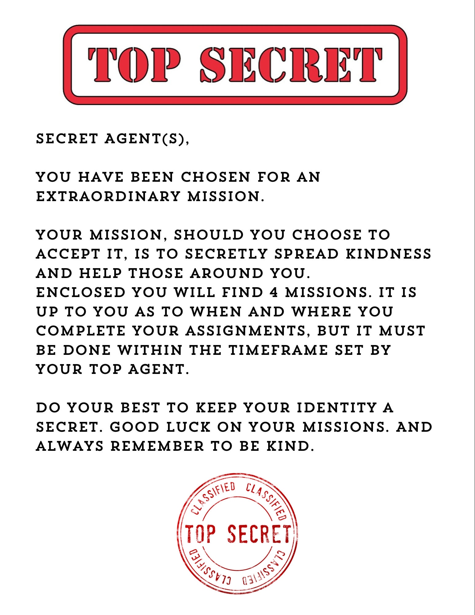 Kindness Mission, Kindness Agent, Spy, Secret Kindness, Summer ...