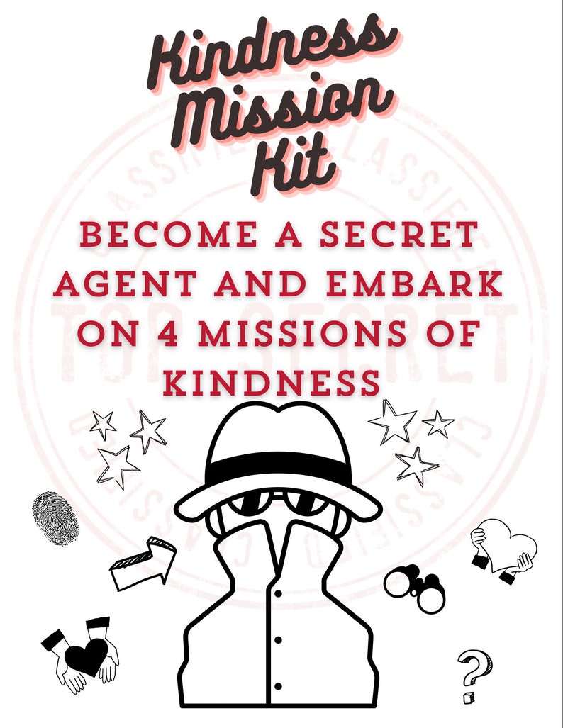 Kindness Mission, Kindness Agent, Spy, Secret Kindness, Summer Activities - Etsy