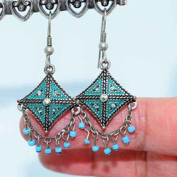 Turquoise Chandelier Earrings - Etsy UK