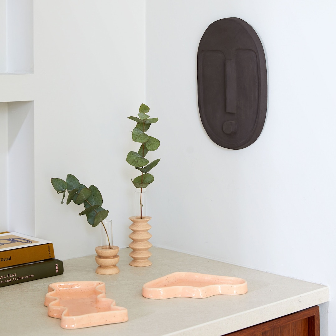 Ceramic Wall Mask Modern Decorative Art Hanging Anthracite - Etsy