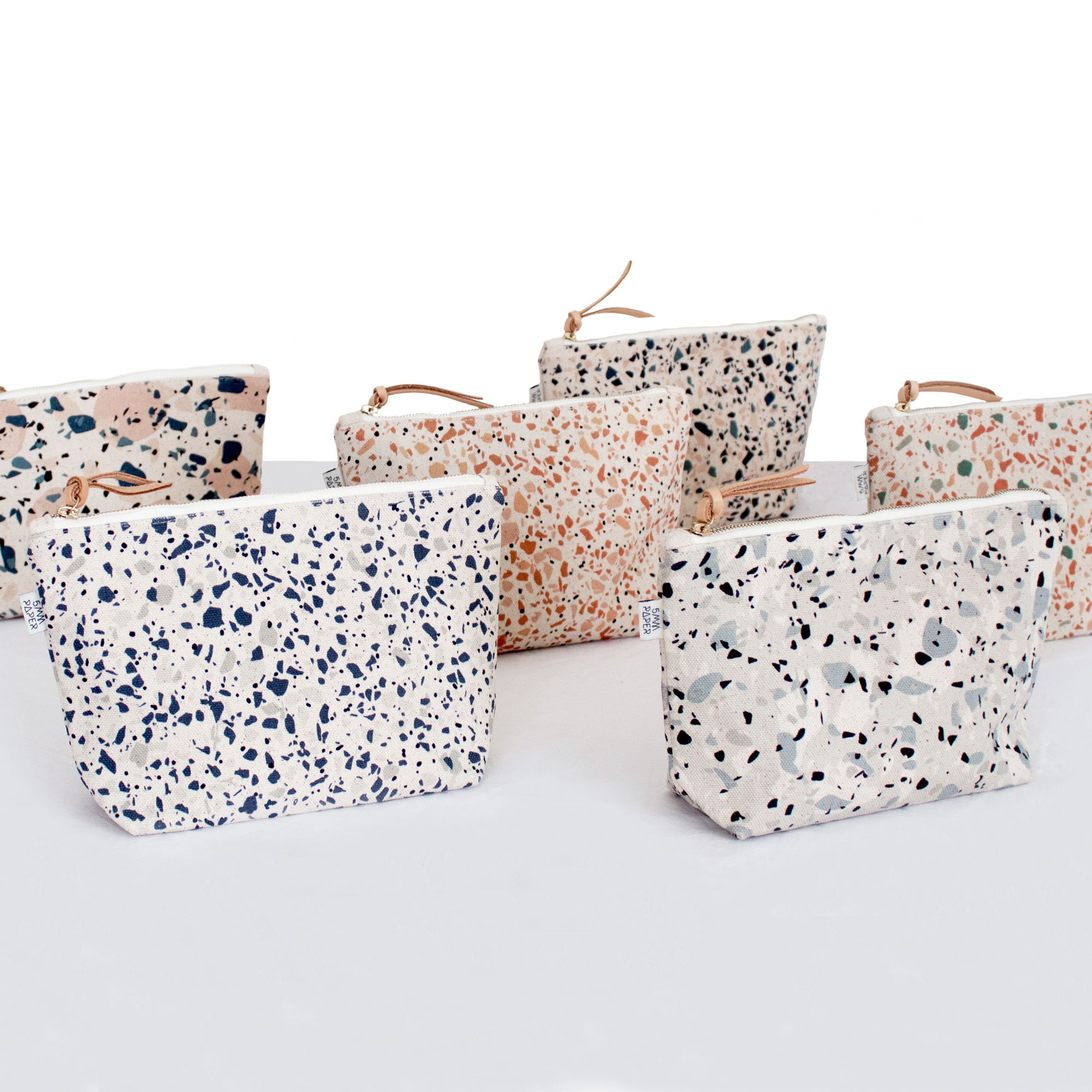 Cotton Canvas Cosmetic / Make-up Bag Terrazzo Blue Grey I - Etsy