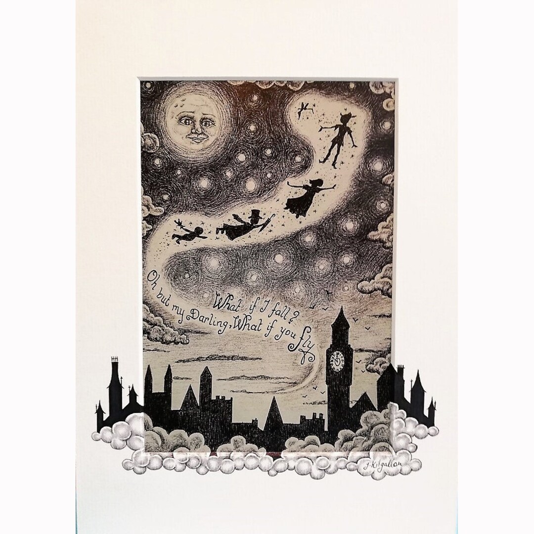Peter Pan Wall Art, Flying to Neverland Print, Fairytale Art ...