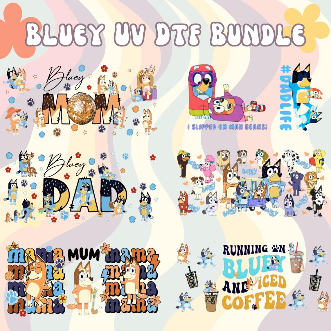 Bluey Bundle UV DTF Wraps - Etsy