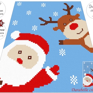 Santa and Reindeer Graph + Written Instructions * C2C * Row by Row ...